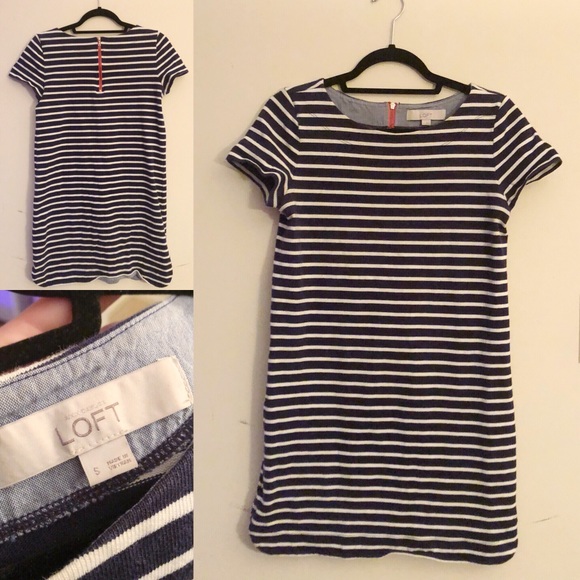 LOFT | Dresses | Loft Striped Navy Dress | Poshmark